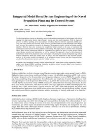 Integrated Model Based System Engineering of the Naval Propulsion Plant ...