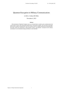 Quantum Cryptography and Military Communications