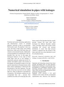 Numerical simulation in pipes with leakages