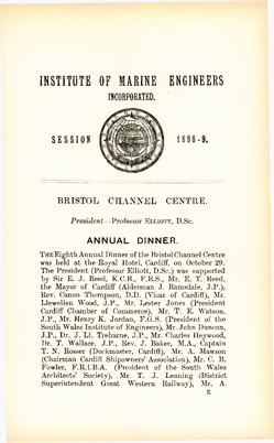 BRISTOL CHANNEL CENTRE - ANNUAL DINNER