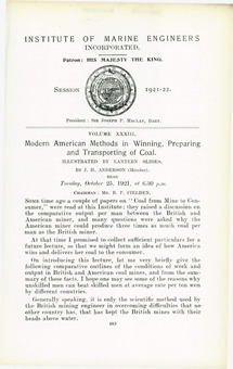 Modern American Methods in Winning, Preparing and Transporting of Coal