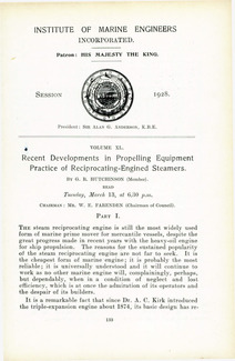 Recent Developments in Propelling Equipment Practice of Reciprocating-Engined Steamers