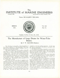 The Manufacture of Large Drums for Water-Tube Boilers