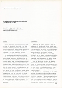 DYNAMIC POSITIONING, ITS APPLICATION TO OFFSHORE CRAFT