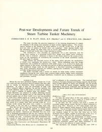 Post-war Developments and Future Trends of Steam Turbine Tanker Machinery
